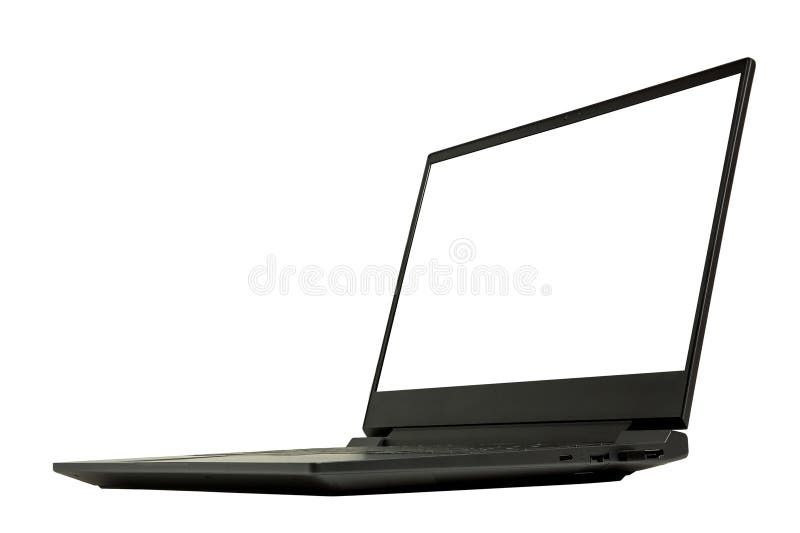 Modern Laptop Computer with Blank Screen Stock Image - Image of single ...
