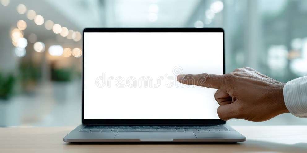 Generative AI Modern Portable Laptop Computer with Blank White Screen ...
