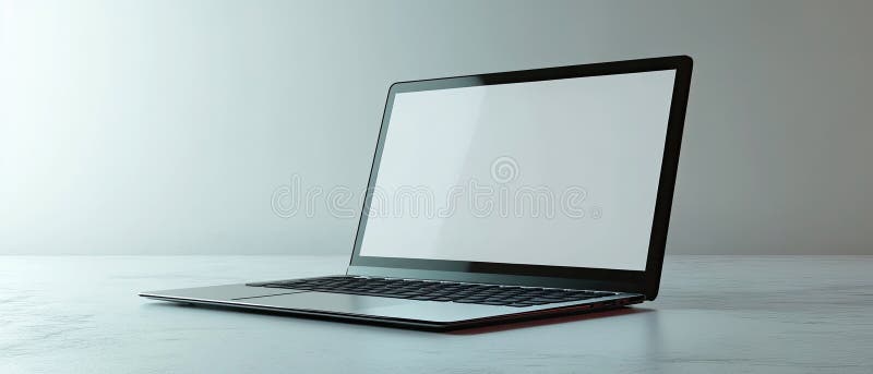 "LAPTOP with EMPTY SCREEN on WHITE DESK" Stock Illustration ...