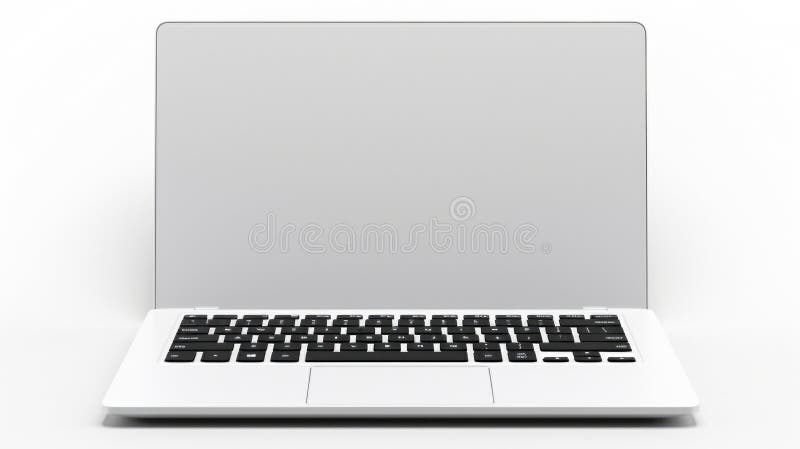 A Modern Laptop Computer on a Clean White Desk. Suitable for Technology ...