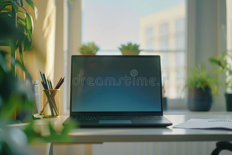 Modern Laptop Computer Clean White Desk Suitable Technology Concepts ...