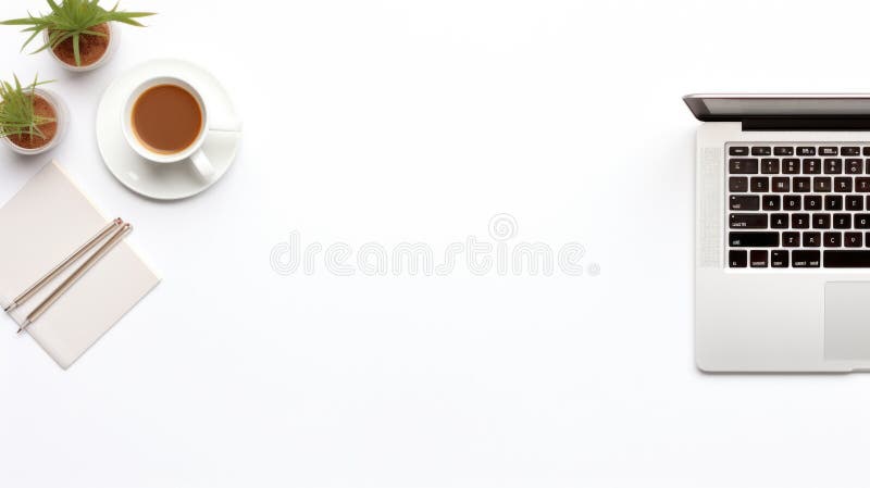 Modern Laptop Computer Clean White Desk Suitable Technology Workspace ...