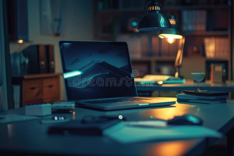 Modern Laptop Computer Desk Suitable Office Remote Work Concepts Stock ...