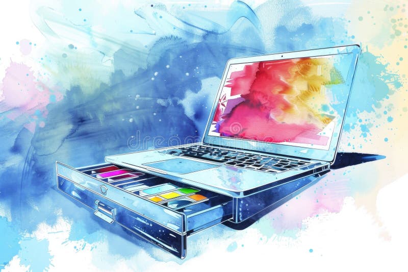 A Modern Laptop Computer Placed on a Desk. Suitable for Technology and ...