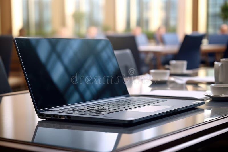 A Modern Laptop Computer Placed on a Glass Table. Suitable for ...