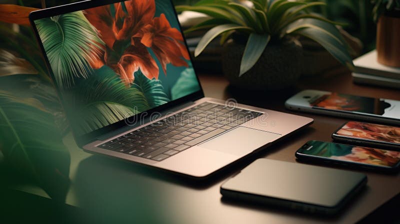 Modern Laptop Computer Placed Wooden Desk Suitable Office Work Home ...