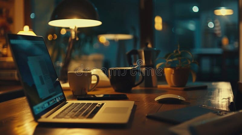 A Modern Laptop Computer Placed on a Wooden Desk. Suitable for ...