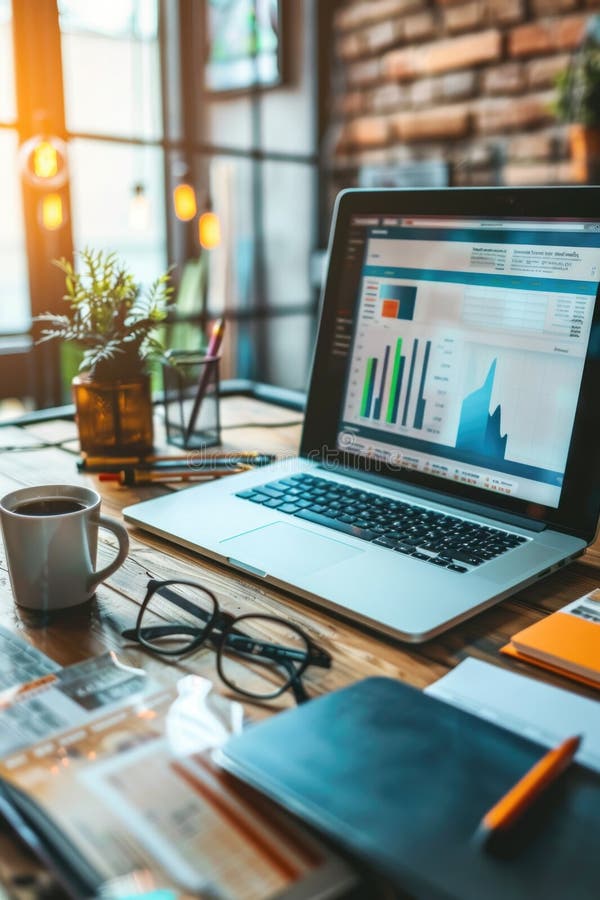 Modern Laptop Computer Placed Wooden Desk Suitable Technology Workspace ...