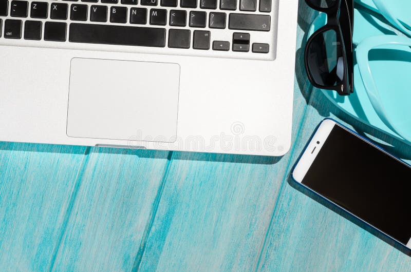 Modern Laptop Computer, Top View Stock Image - Image of internet ...