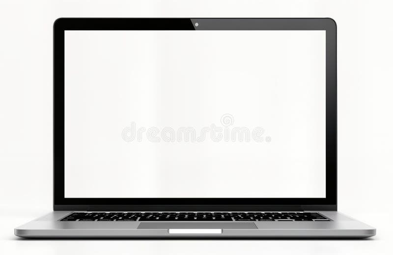 Modern Laptop Computer on White Background. Device Displays Blank ...