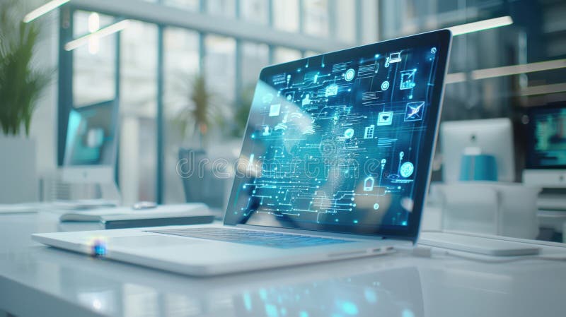 The Laptop with Digital Interface. AI Generated Stock Illustration ...