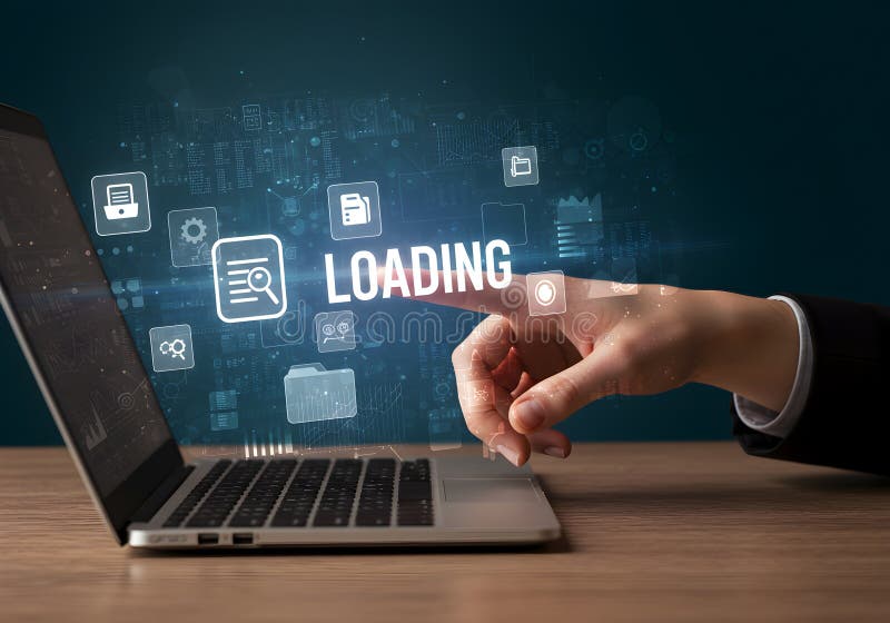Loading Data on Laptop Concept for Website Development and Software ...