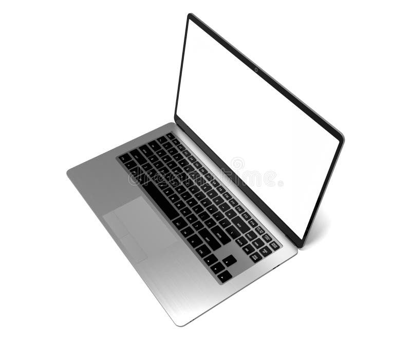 Modern Laptop with Empty Screen on White Background - 3D Illustration ...