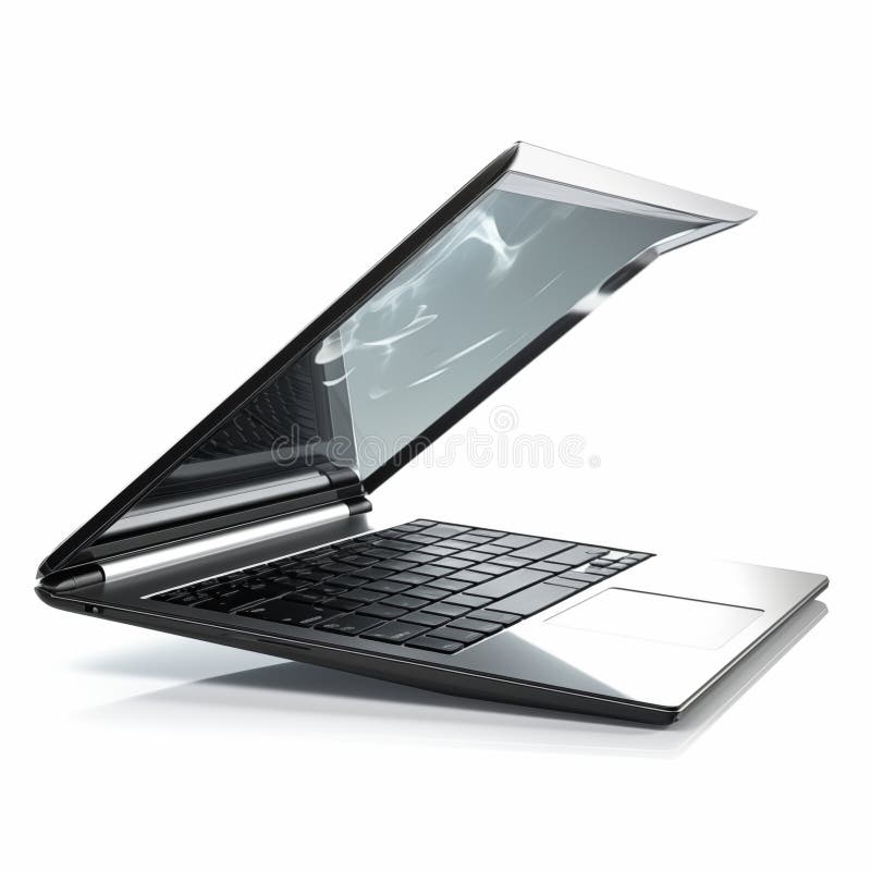 Modern Laptop with Floating Screen on White Background Stock ...