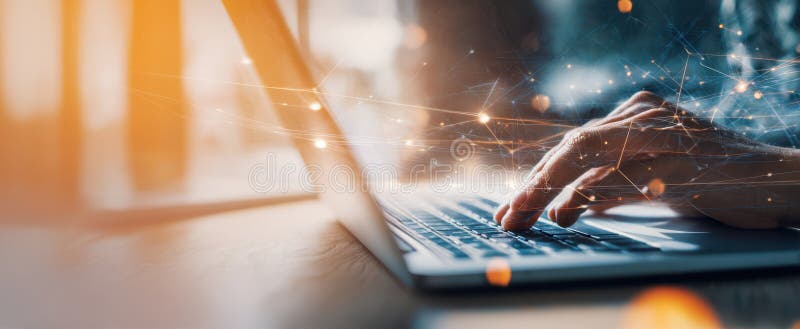 The Modern Laptop and Hand Engaged in Creative Digital Typing.AI ...