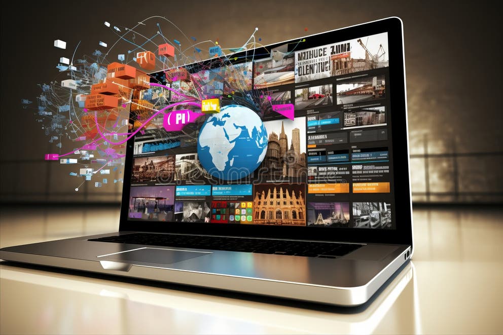 Modern Laptop with Information Graphic Displayed on the Screen for ...