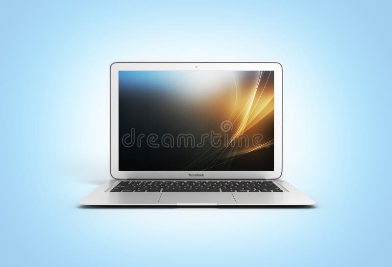 Modern Laptop Isolated on Blue Gradient Background 3d Stock ...