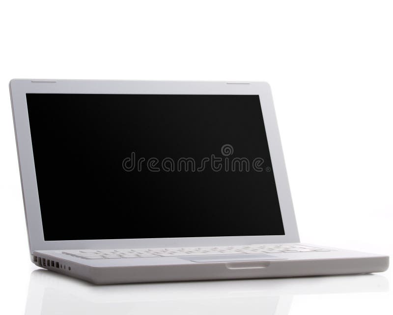 Modern Laptop Isolated on White with Reflections O Stock Image - Image ...