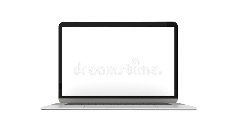 Modern Laptop Isolated on White, Realistic Silver, White Notebook with ...
