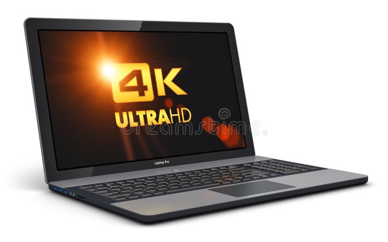 Modern Laptop with 4K UltraHD Screen Resolution Stock Illustration ...