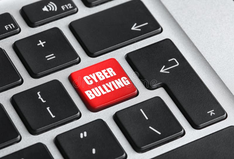 Modern Laptop Keyboard with Phrase CYBER BULLYING on Button, Closeup ...