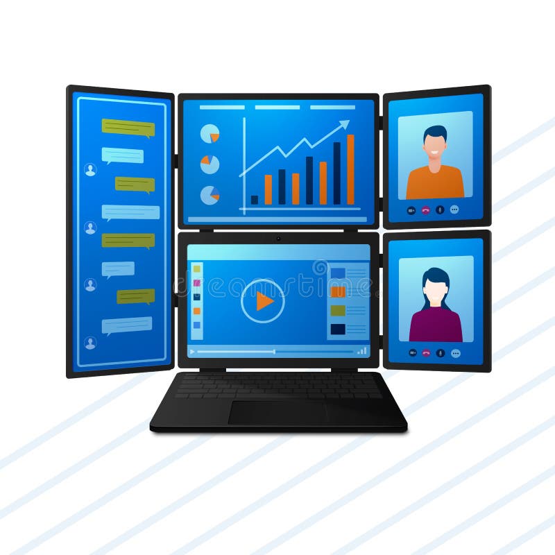 Multiple Computer Screens Stock Illustrations – 233 Multiple Computer ...