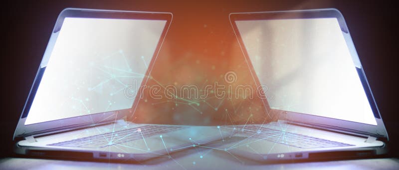 Modern Laptop with Open Display Stock Image - Image of flat, notebook ...