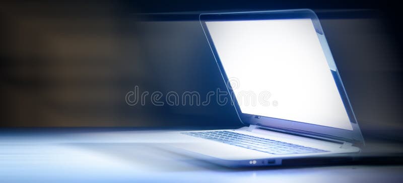 Modern Laptop with Open Display Stock Image - Image of page, table ...