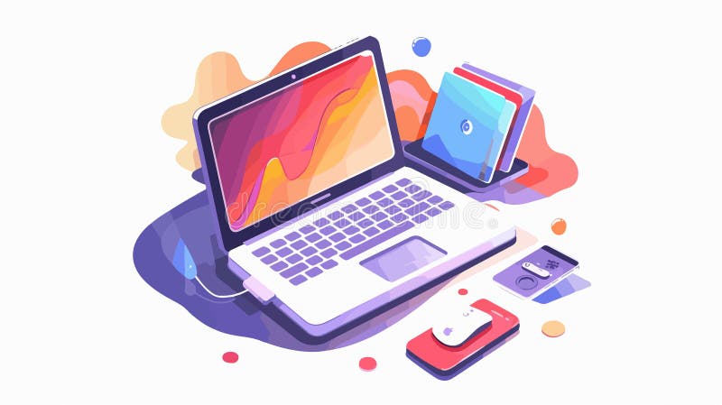 Modern Laptop Personal Computer Open Screen Display for Professional ...