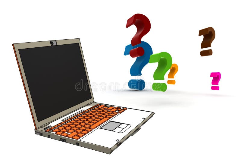 Modern Laptop With Question-marks Picture. Image: 8181876