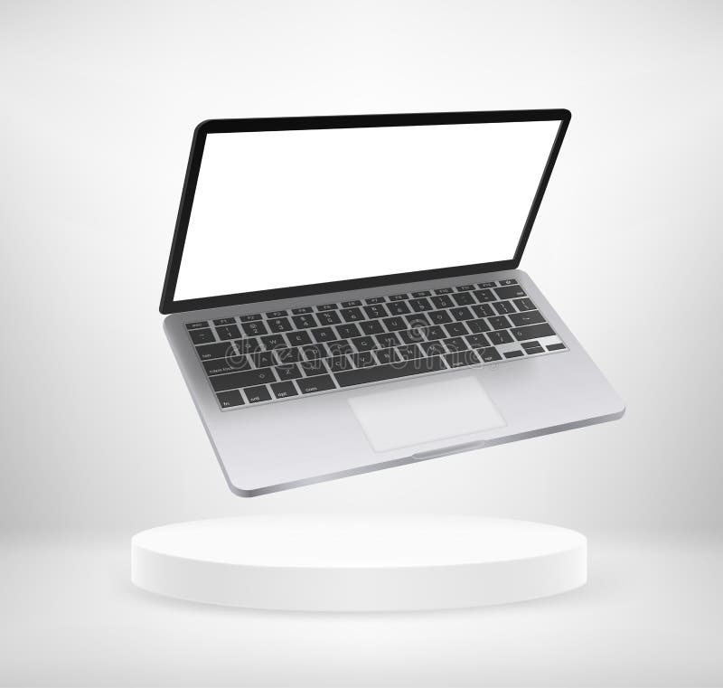 Modern Laptop on Round Stage Stock Vector - Illustration of product ...