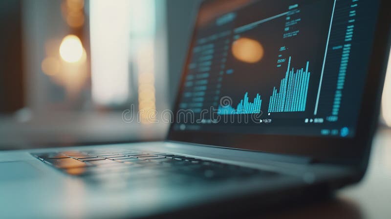 Modern Laptop Screen Showing Financial Data Charts Business Analytics ...