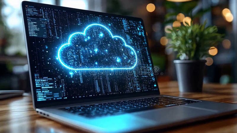 Modern Laptop Showcasing Cloud Technology and Digital Data Connectivity for New Era of ...