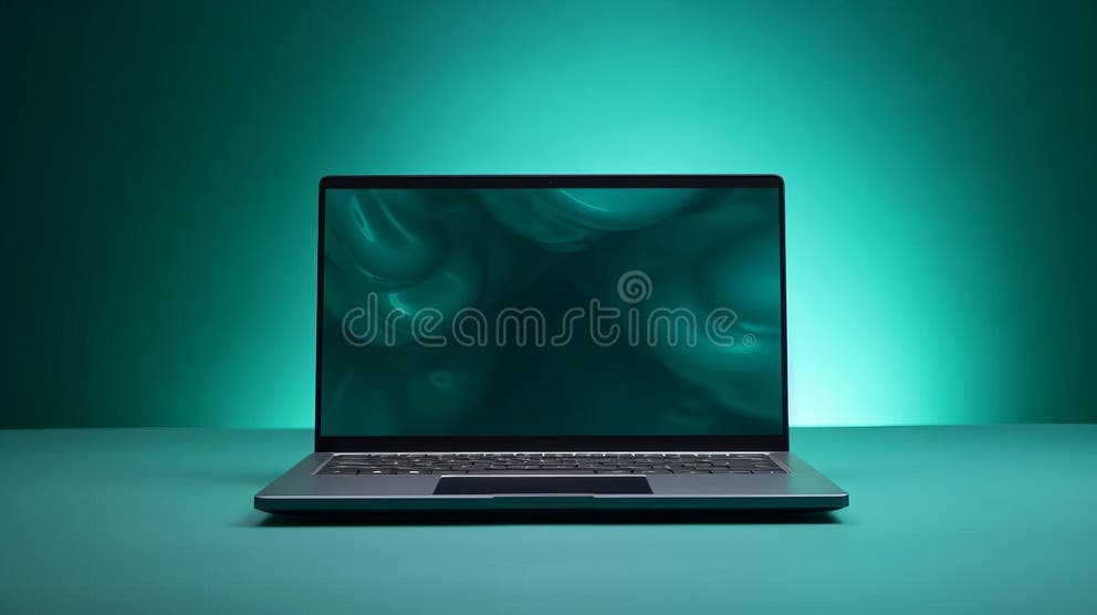 Modern Laptop on Teal Gradient Background with Copy Space Stock ...