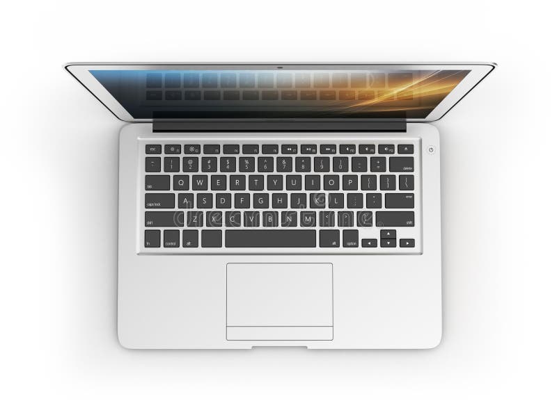 Modern Laptop Top View Isolated on White Background 3d Stock ...