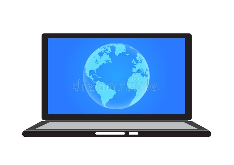 Modern Laptop with World Wide Web Internet Icon Illustration Design ...
