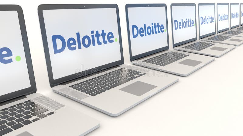 DELOITTE Logo on a Waving Digital Flag, Looping 3d Animation Stock ...