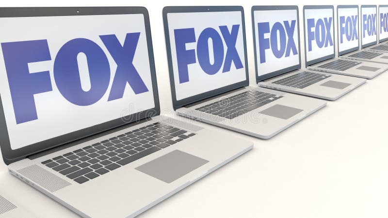 Modern Laptops with Fox Broadcasting Company Logo. Computer Technology ...