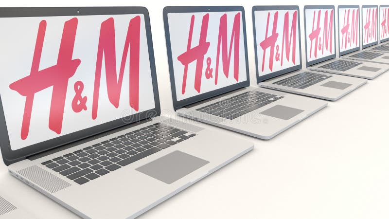 Modern Laptops with H M Logo. Computer Technology Conceptual Editorial ...