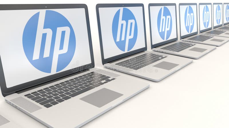 Modern Laptops with HP Inc. Logo. Computer Technology Conceptual ...