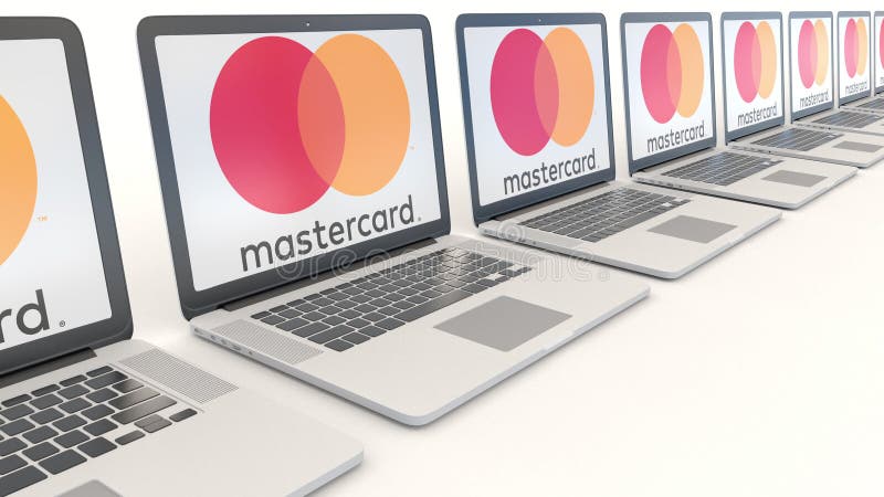 Modern Laptops with MasterCard Logo. Computer Technology Conceptual ...