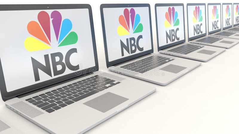 Modern Laptops with National Broadcasting Company NBC Logo. Computer ...