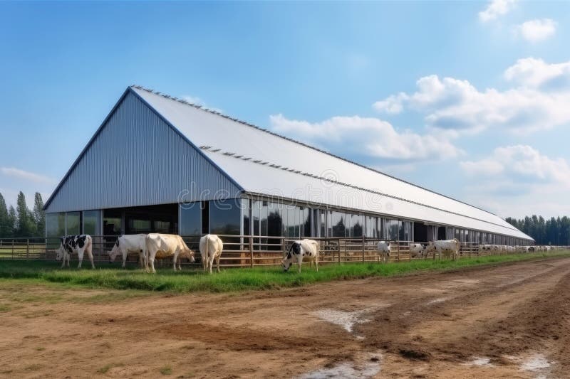 A Modern Large Barn for Cows for Milk Production Created with ...