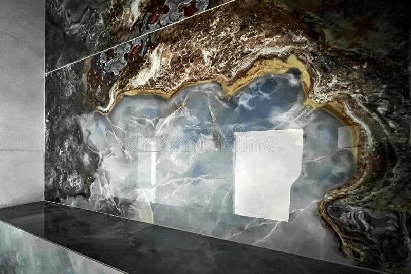 Modern Large-format Tiles on Wall in Bathroom. Stock Photo - Image of ...