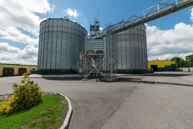 Modern Large Granary. Sunny Day. Stock Image - Image of cereal ...