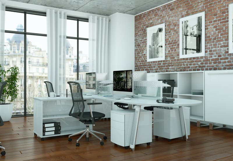 Modern Large Office Interior Design 3d Rendering Editorial Photo ...