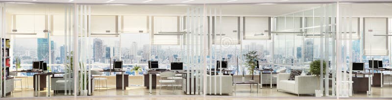 Modern Large Office Interior Design Stock Photo - Image of light ...