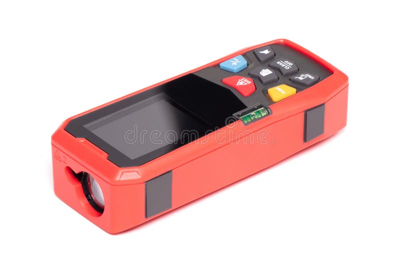Modern Laser Distance Measurer on a White Background Stock Photo ...