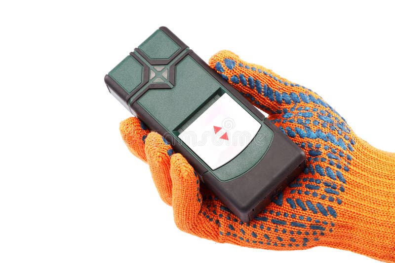 Modern Laser Measuring Level in Hand with Glove. Stock Photo - Image of ...