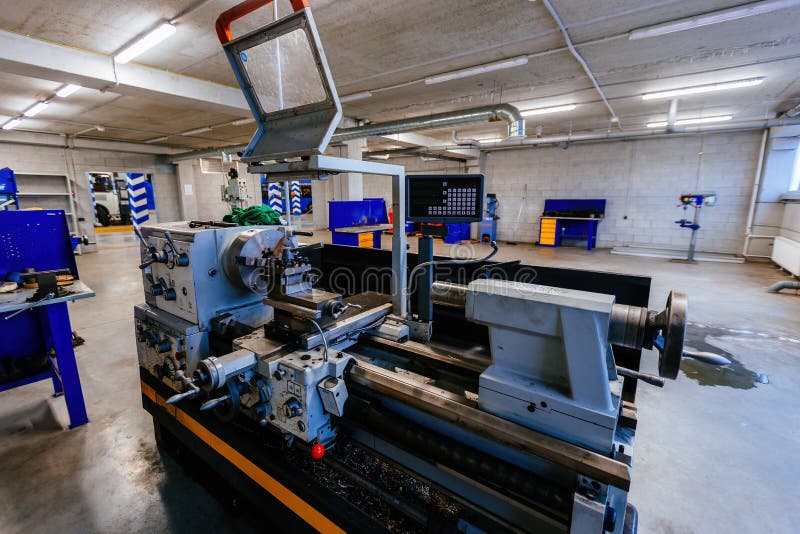 Modern Lathe with CNC in the Metalworking Workshop Stock Photo - Image ...